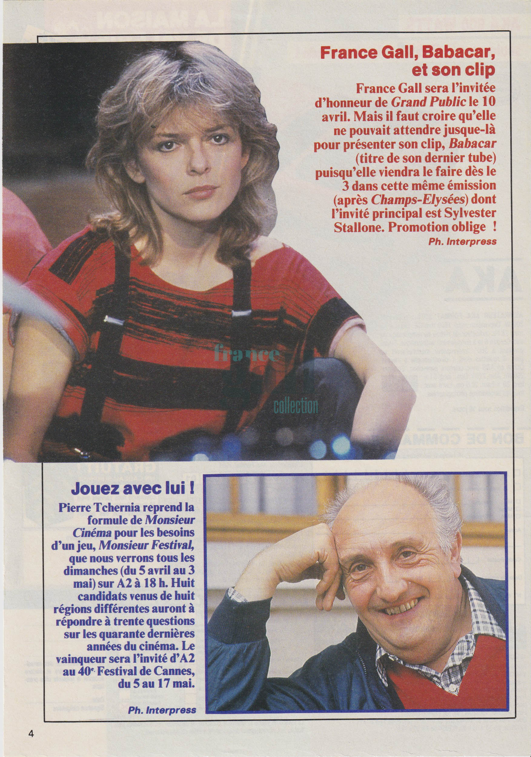 Presse - France Gall, Babacar et son clip - 1987 - France Gall Collection