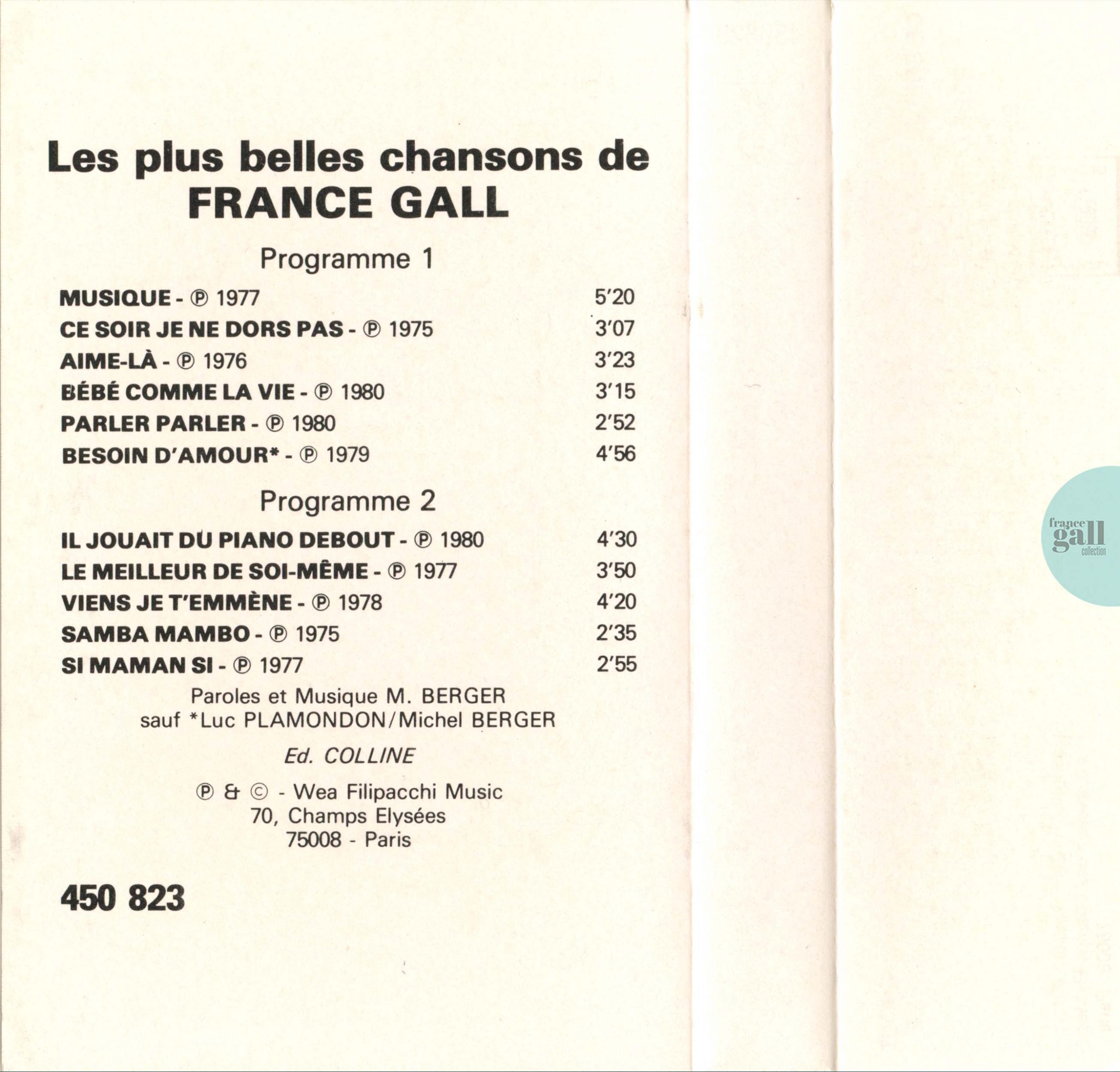 Les plus belles chansons de France Gall (Cassette noire avec code ...