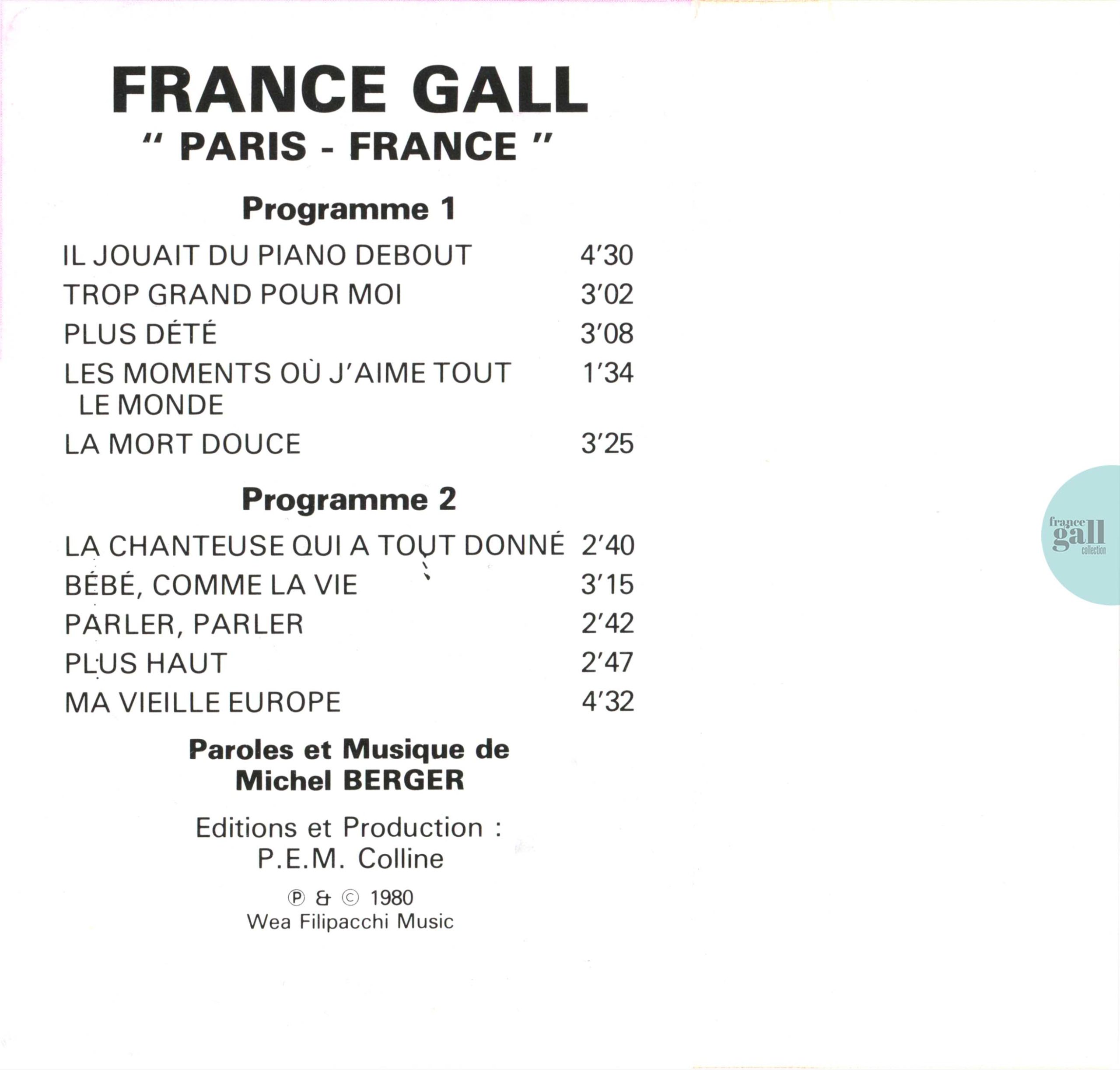 France Gall - Paris, France (Cassette transparente) - 1990
