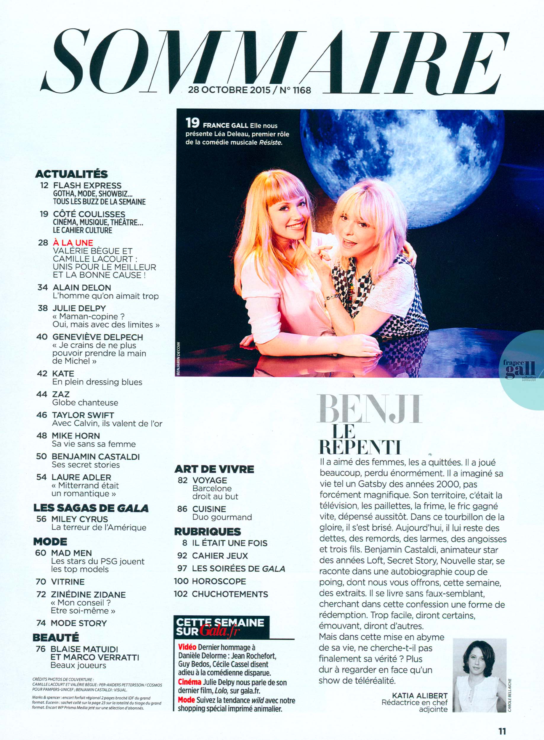 France Gall - Presse - Gala n° 1168 / 28 octobre 2015